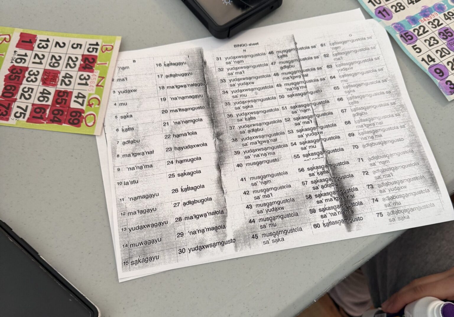 Intergenerational Kwak’wala bingo - Faith Tides